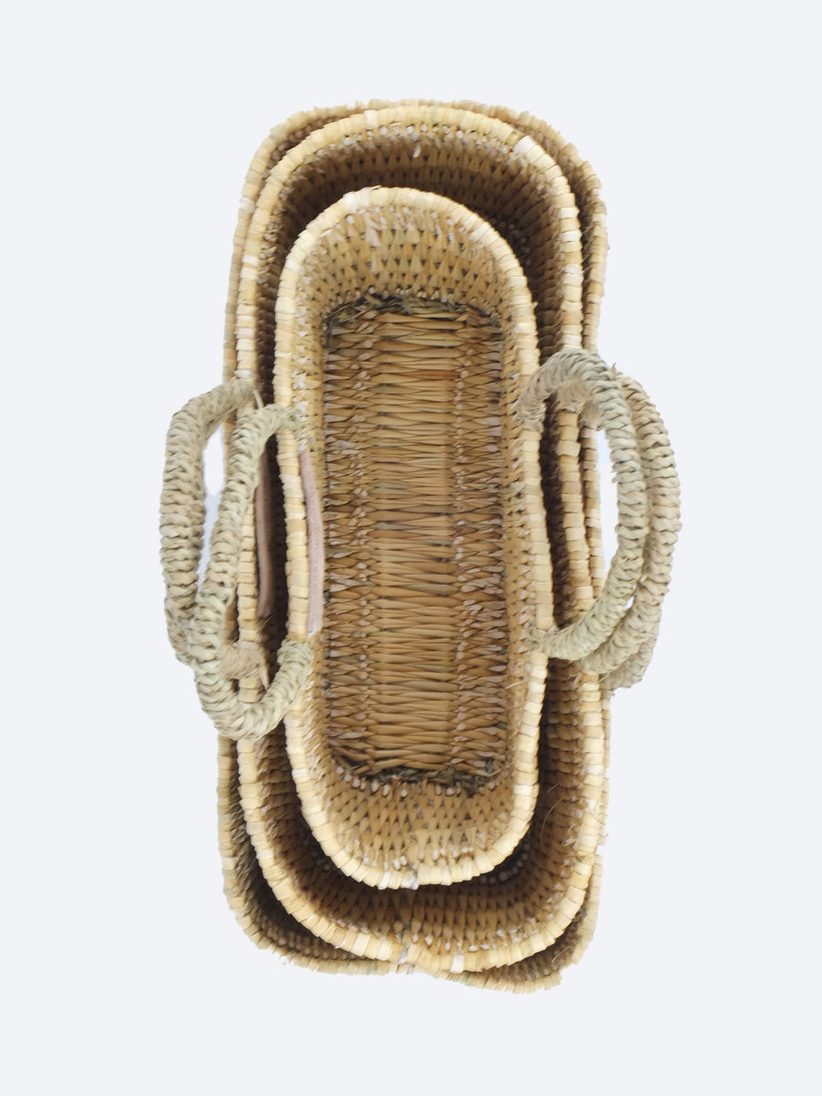 Classic Nesting Rectangular Raffia Baskets Natural (set of 3) – Boho ...